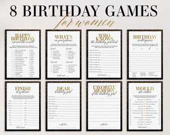 Adult Happy Birthday Gold Find the Guest Bingo Cards and - Etsy