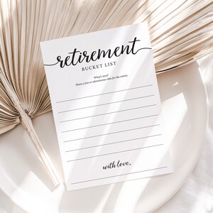 Retirement Bucket List Cards Printable Minimal Calligraphy Bucket List ...