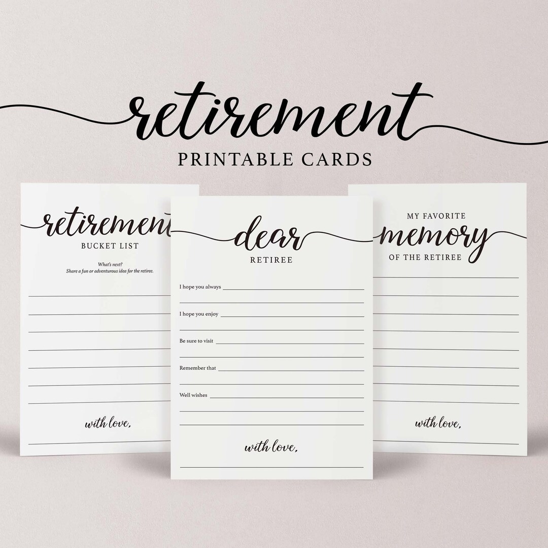 Retirement Wishes Printable Retirement Notes Minimal Retirement Games ...