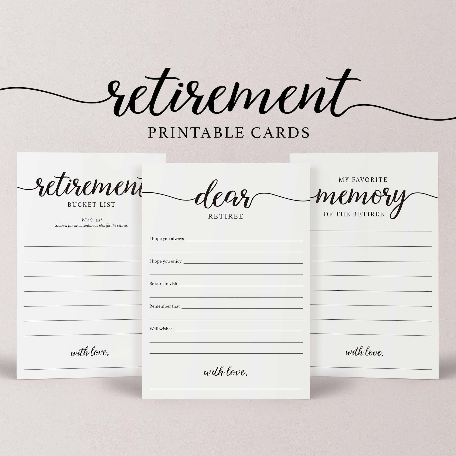 Retirement Wishes Printable Retirement Notes Minimal Retirement Games ...