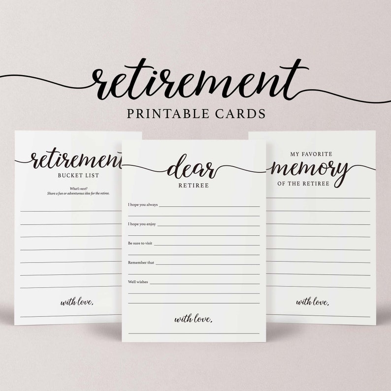 Retirement Wishes Printable Retirement Notes Minimal Retirement Games ...