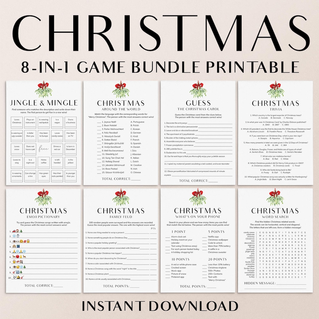 Simple Christmas Party Games Printable Modern Christmas Games Download ...