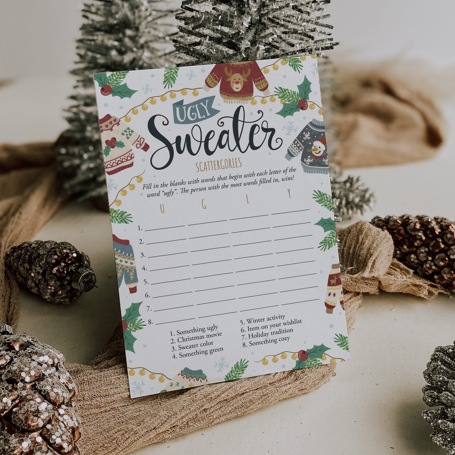 Ugly Sweater Party Games Bundle Printable Ugly Sweater Games Ugly ...