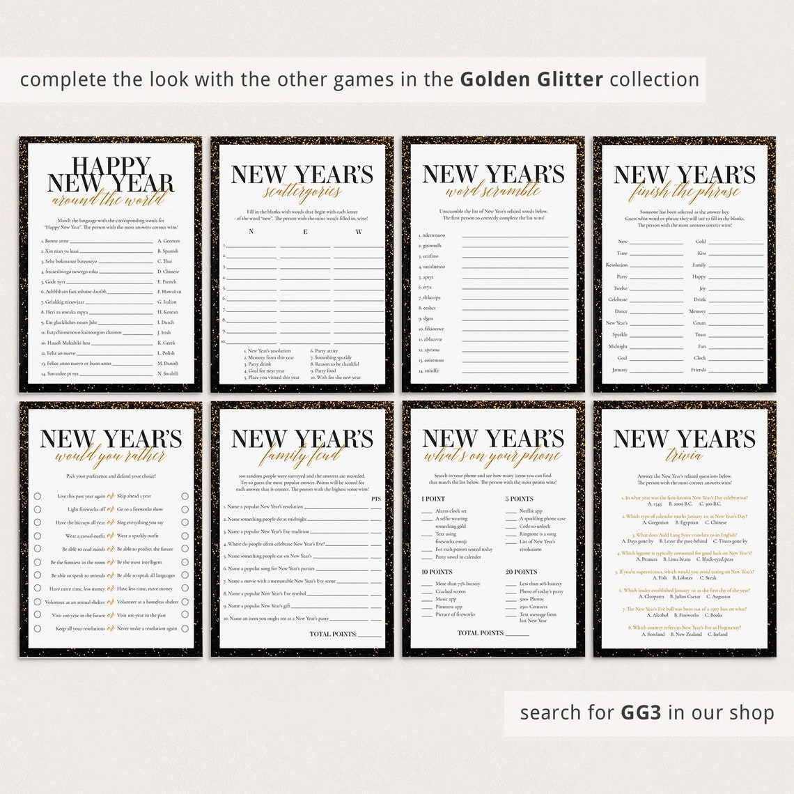 New Years Eve Party Game Printable Finish the Phrase New Years - Etsy