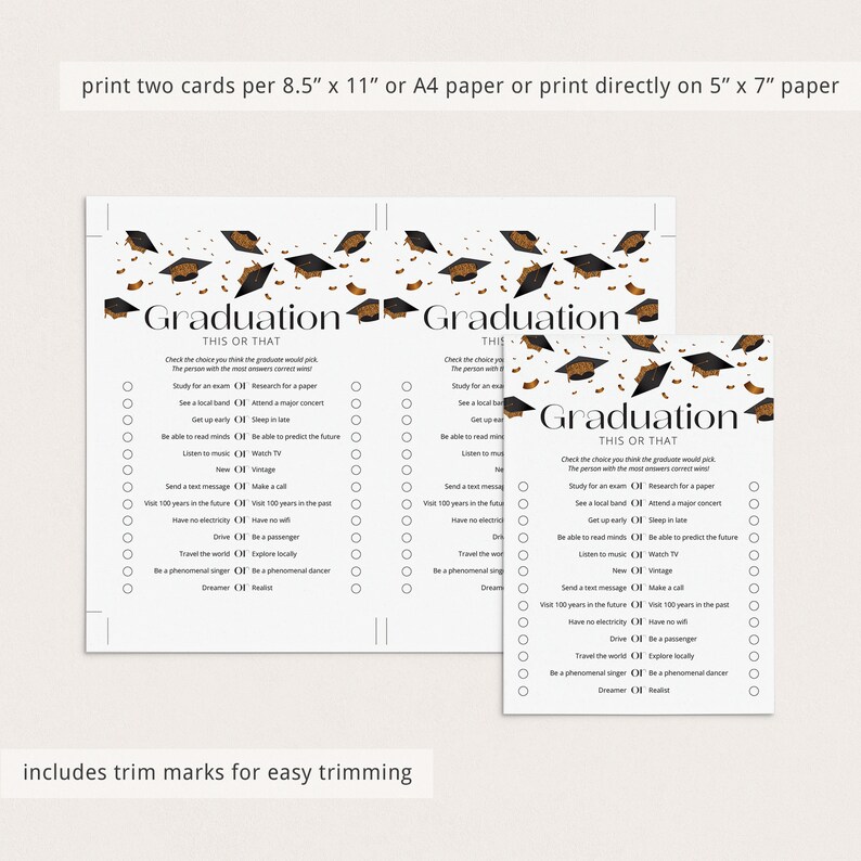 Graduation Game This or That Printable Game for Grad Party | Etsy