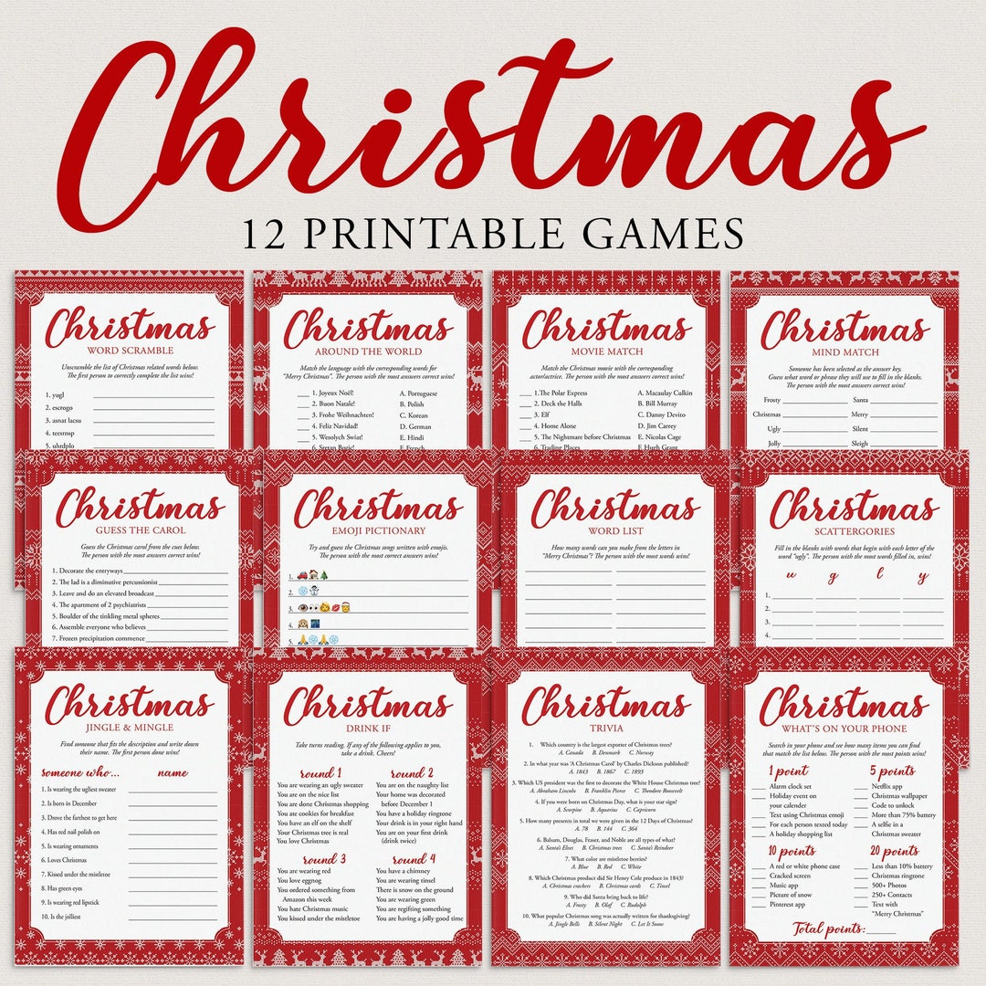 Ugly Christmas Party Games Bundle With Knitted Christmas Sweater ...