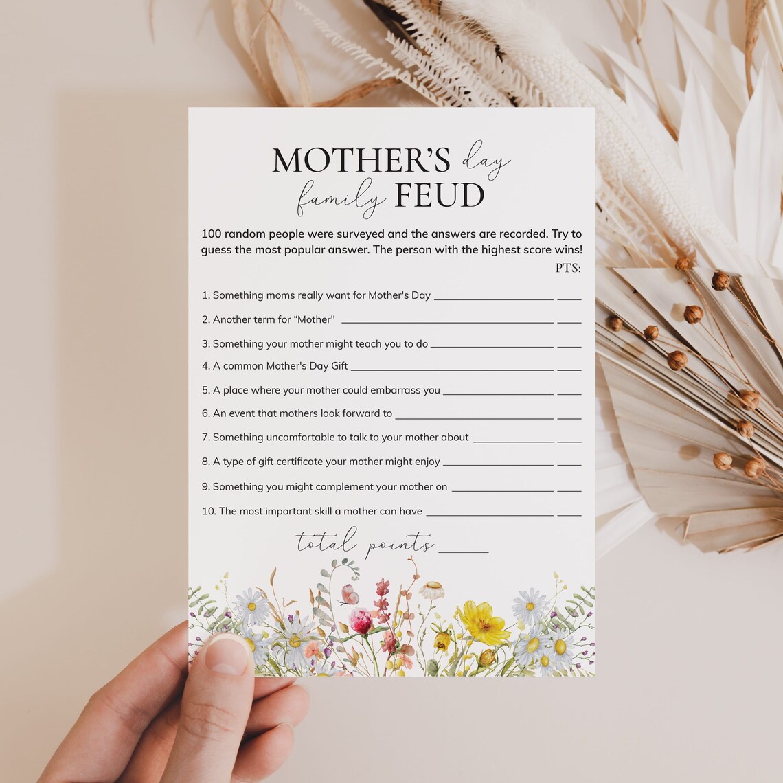 Mothers Day Family Feud Game Printable Mother's Day Feud Mothers Day ...