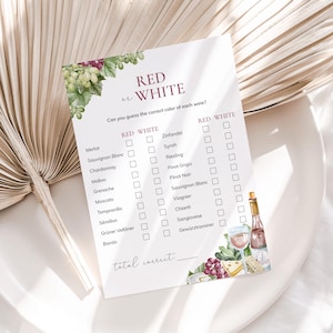 Printable Wine Party Games Wine Trivia Quiz Red or White Game Wine ...