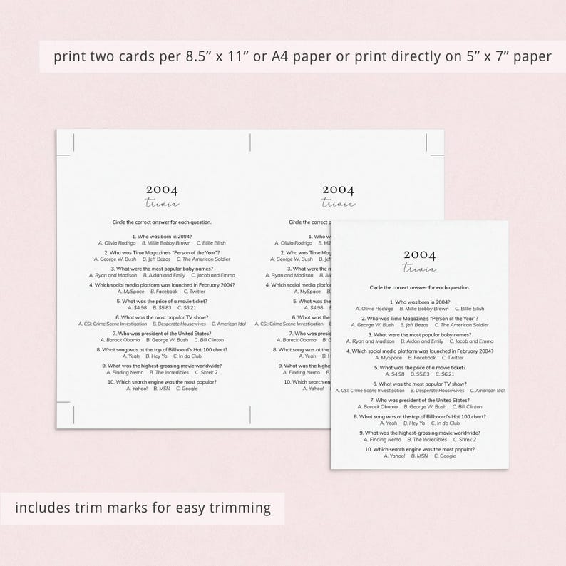 2004 Birthday Games for Her Printable, Happy 22nd Birthday Party Game ...