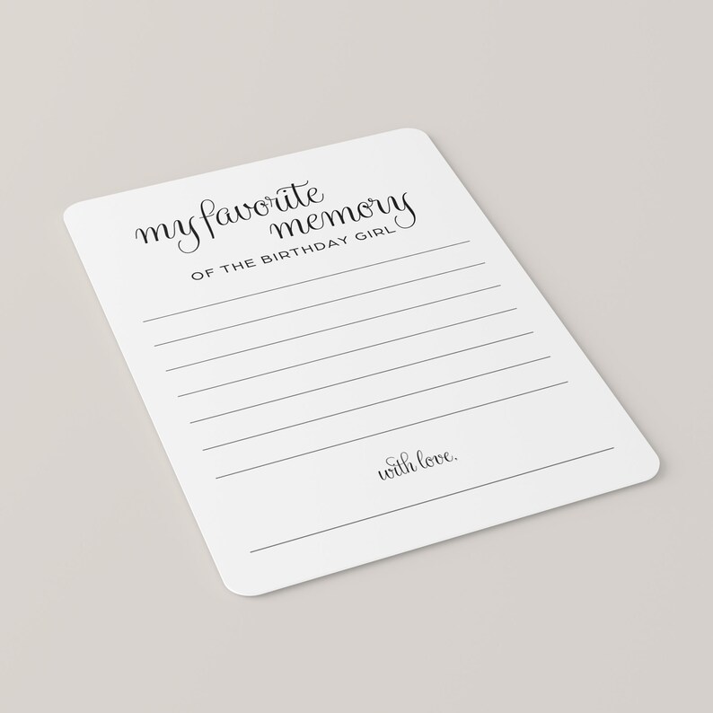 My Favorite Memory of the Birthday Girl Printable Birthday - Etsy