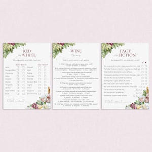 Printable Wine Party Games Wine Trivia Quiz Red or White Game Wine ...