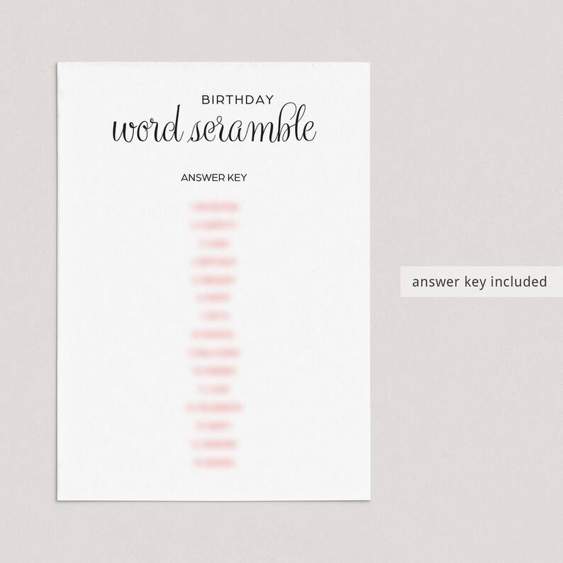 Birthday Word Scramble Game Printable Birthday Party Games - Etsy