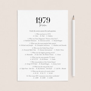 1979 Trivia Facts About 1979 Printable 70s Quiz 46th Birthday Ideas ...