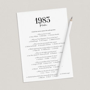 1983 Quiz Printable Fun Facts About 1983 43rd Birthday Game 80s Trivia ...