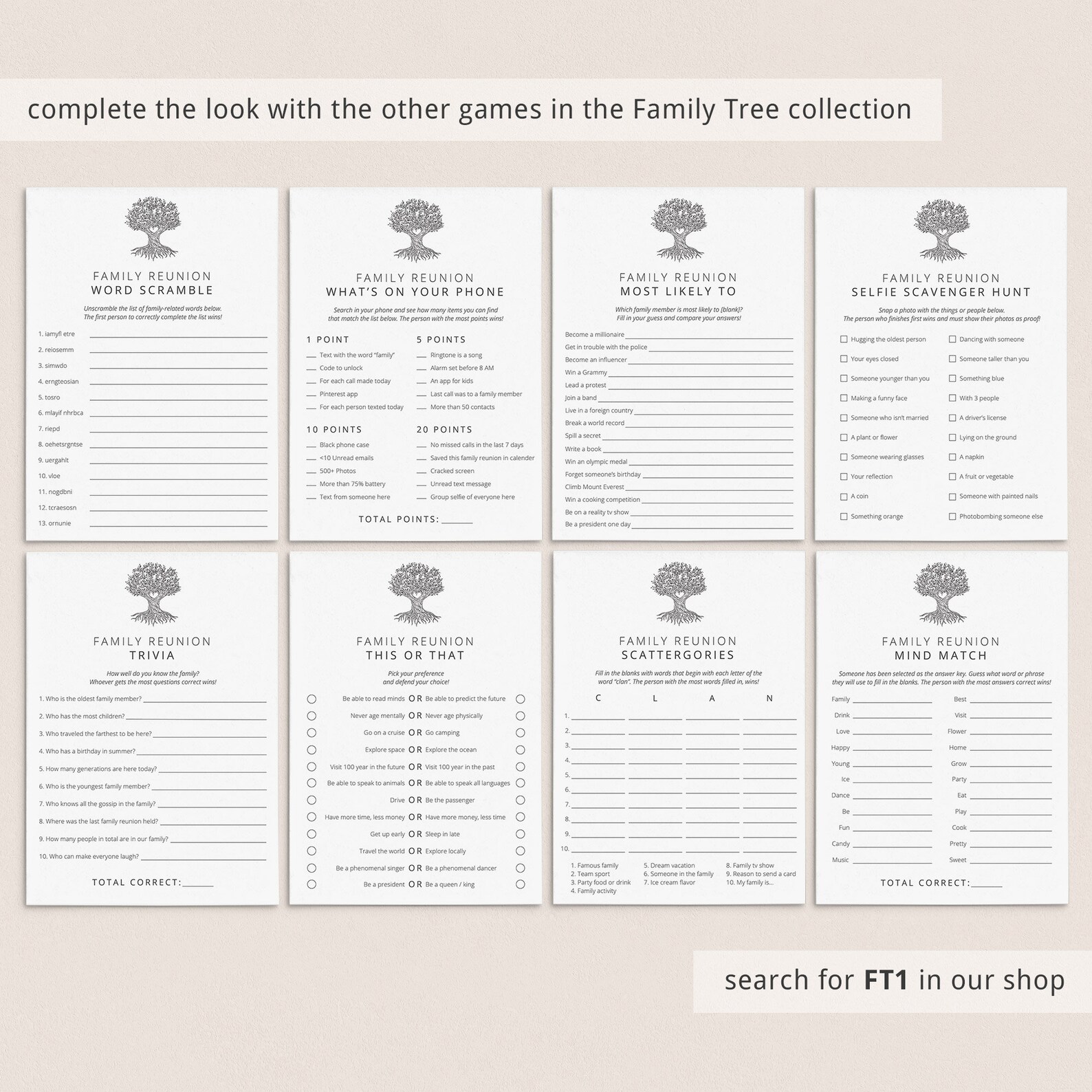 Family Reunion Icebreaker Games Printable Family Quiz Night Family ...