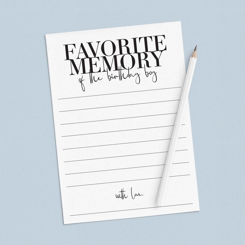 My Favorite Memory of the Birthday Boy Printable Birthday - Etsy