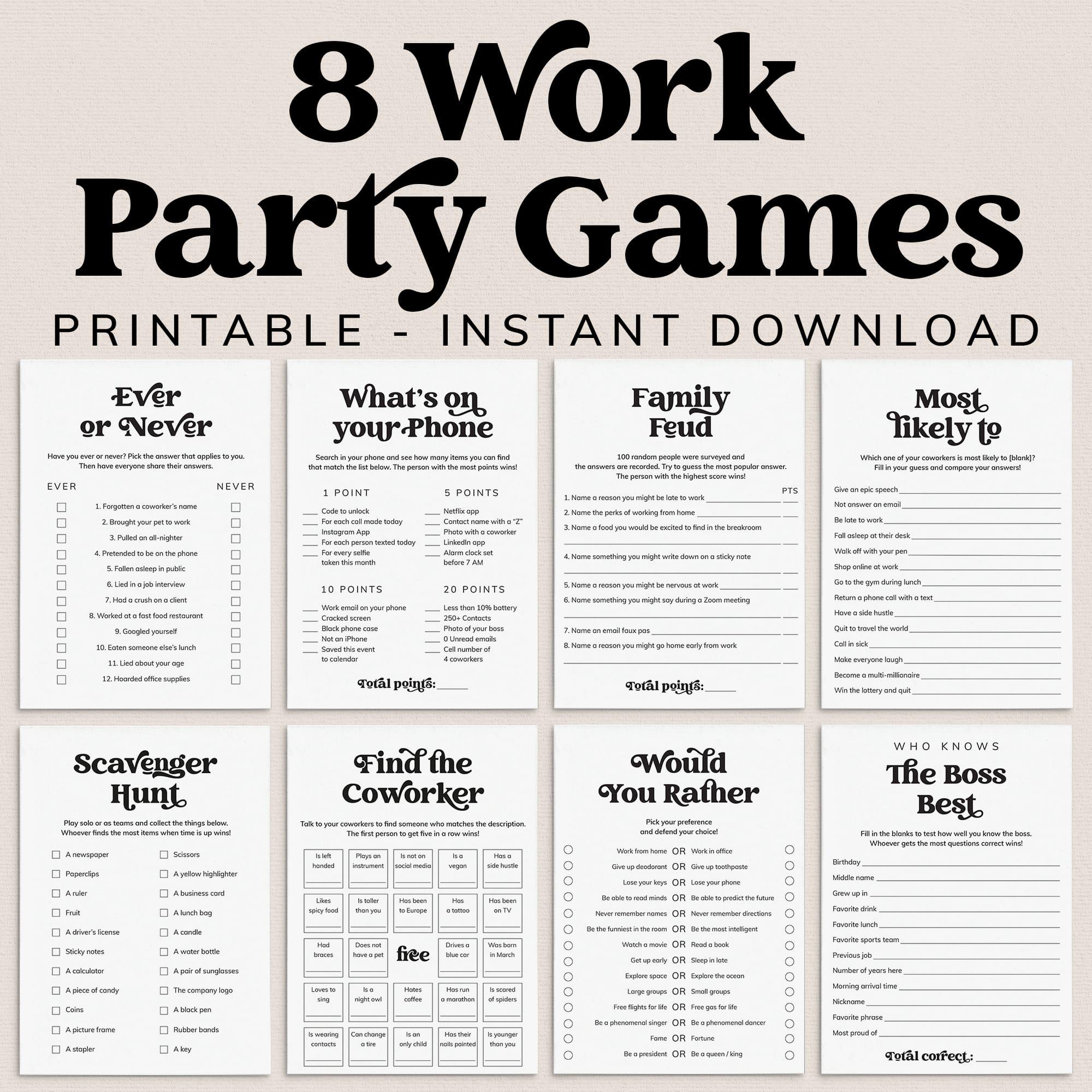Work Party Games Printable Office Games Team Building Ideas Find the ...