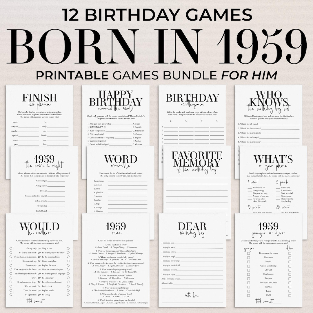66th Birthday Games for Him 66th Birthday Party Games Turning 66 Born ...
