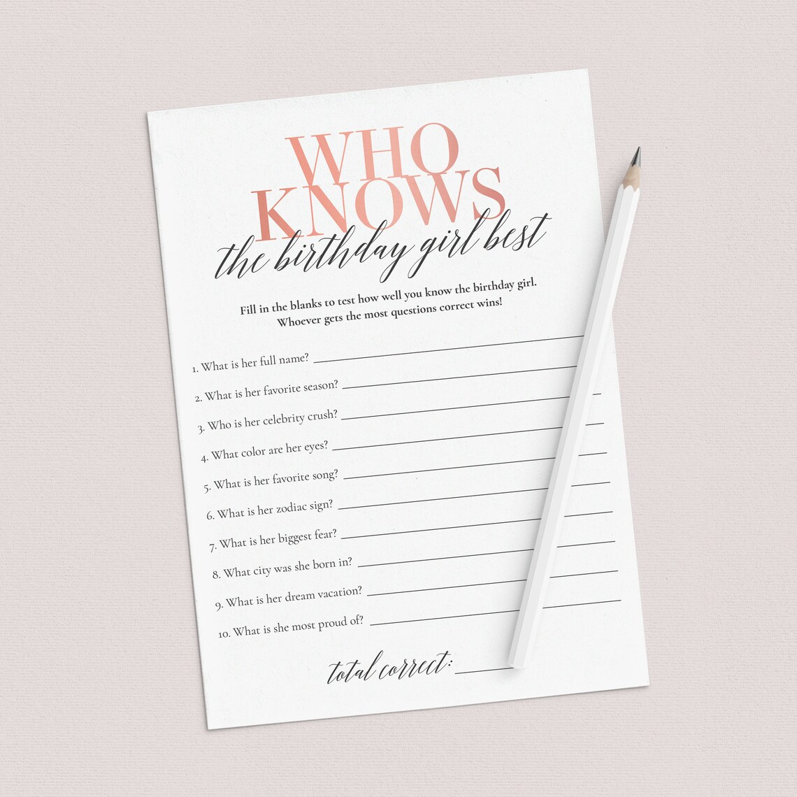 How Well Do You Know the Birthday Girl Game Printable Who | Etsy