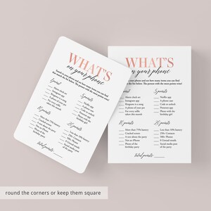 Teen Birthday Party Games Whats on Your Phone Birthday Game Printable ...