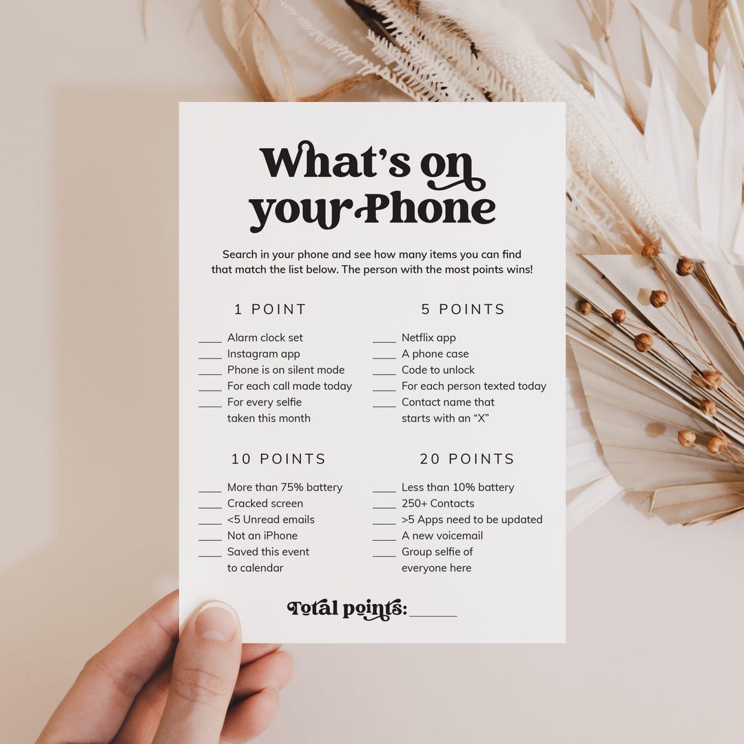 Whats on Your Phone Game Printable Whats in Your Phone Ice Breaker Game ...