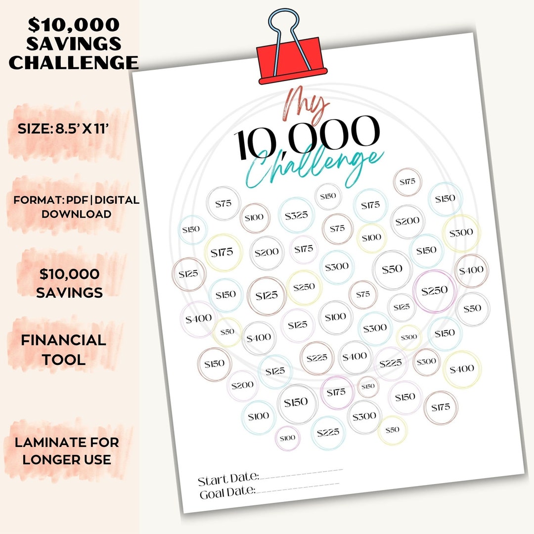 10K Personal Savings Challenge | Savings Challenge Tracker | Letter ...
