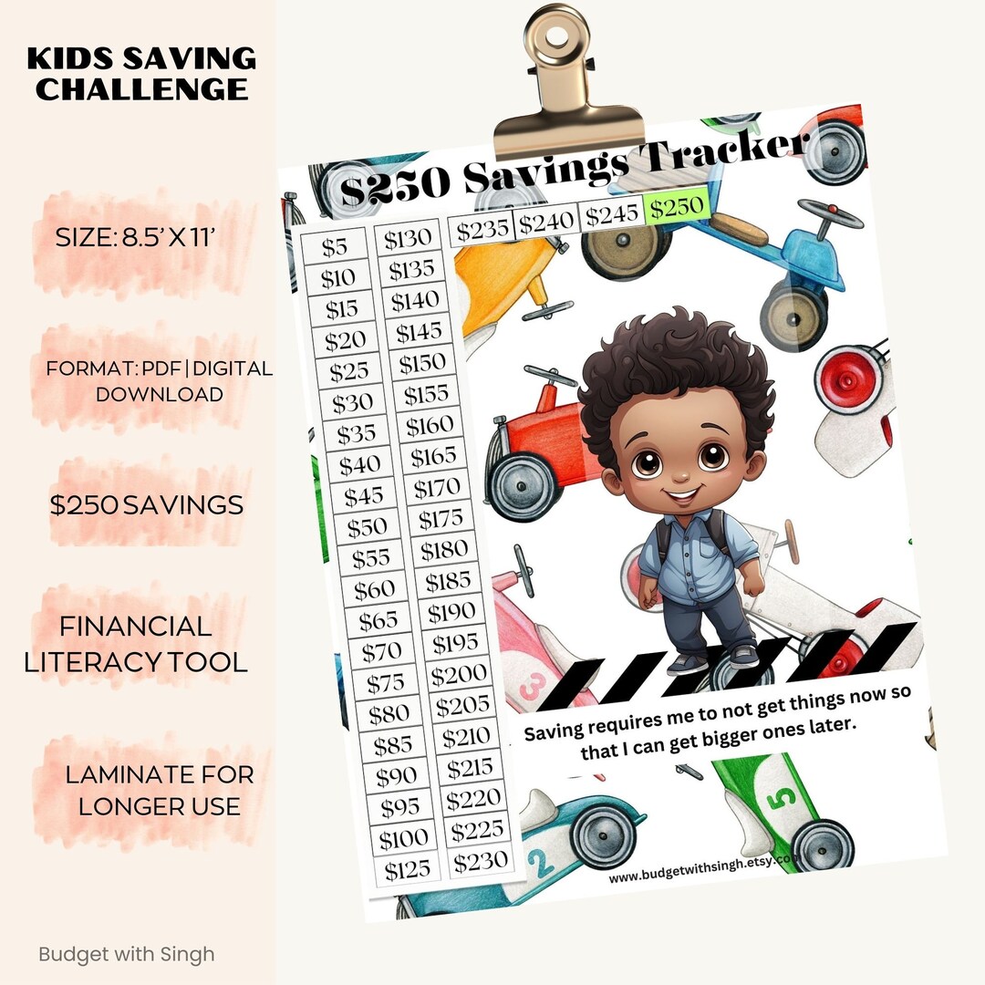 Kids Savings Challenge Tracker: Financial Literacy Printable (PDF) - Etsy
