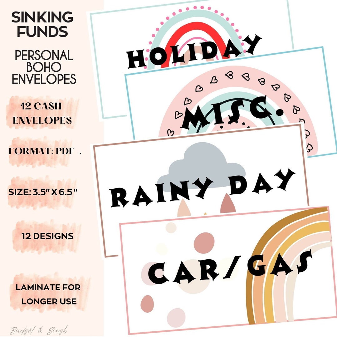 Sinking Funds Envelopes: 12 Savings Trackers (PDF Download) - Etsy