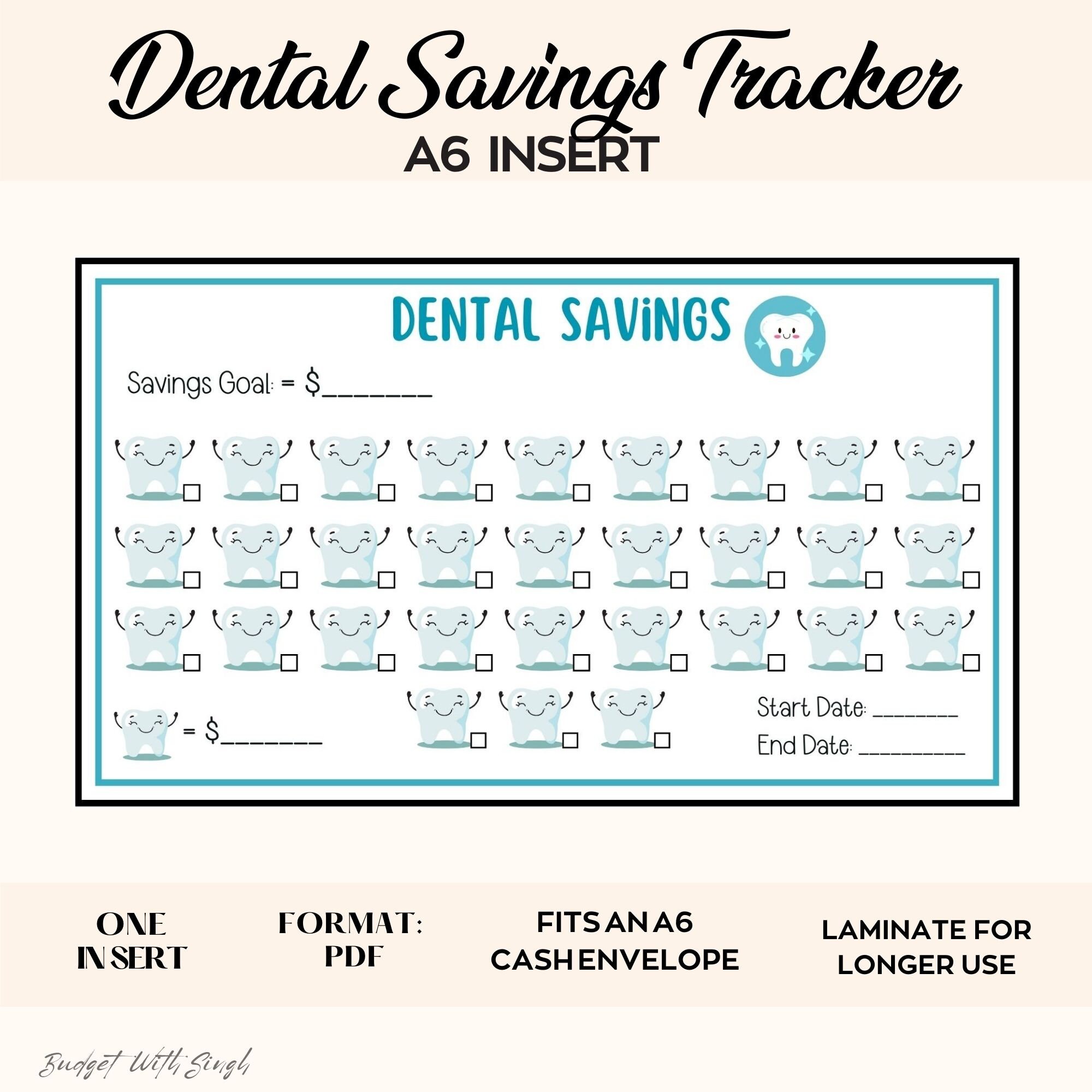 Dental Savings Tracker A6 Cash Envelope Insert Printable Saving for ...