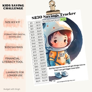 Kids Savings Challenge | Savings Tracker | 8.5" X 11 Sized Savings ...