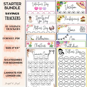 Printables | 12 Savings Trackers| Beginners Bundle Savings Trackers | 4 ...