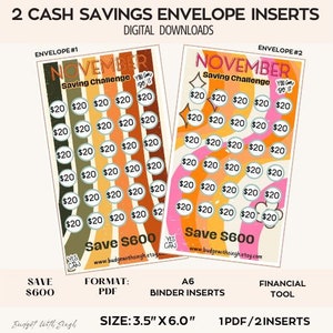 November Savings Challenge | Savings Challenge Tracker | A6 Cash ...