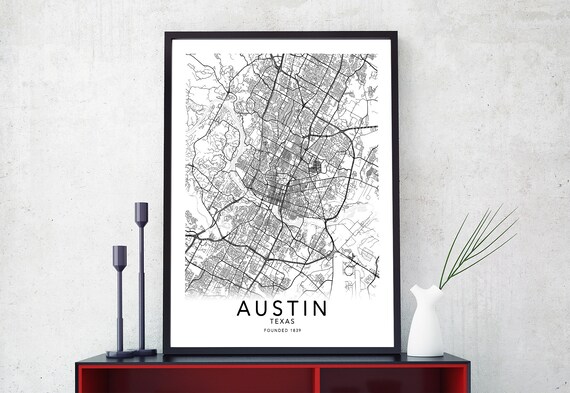 Austin Texas Street Map City Map Poster Map | Etsy