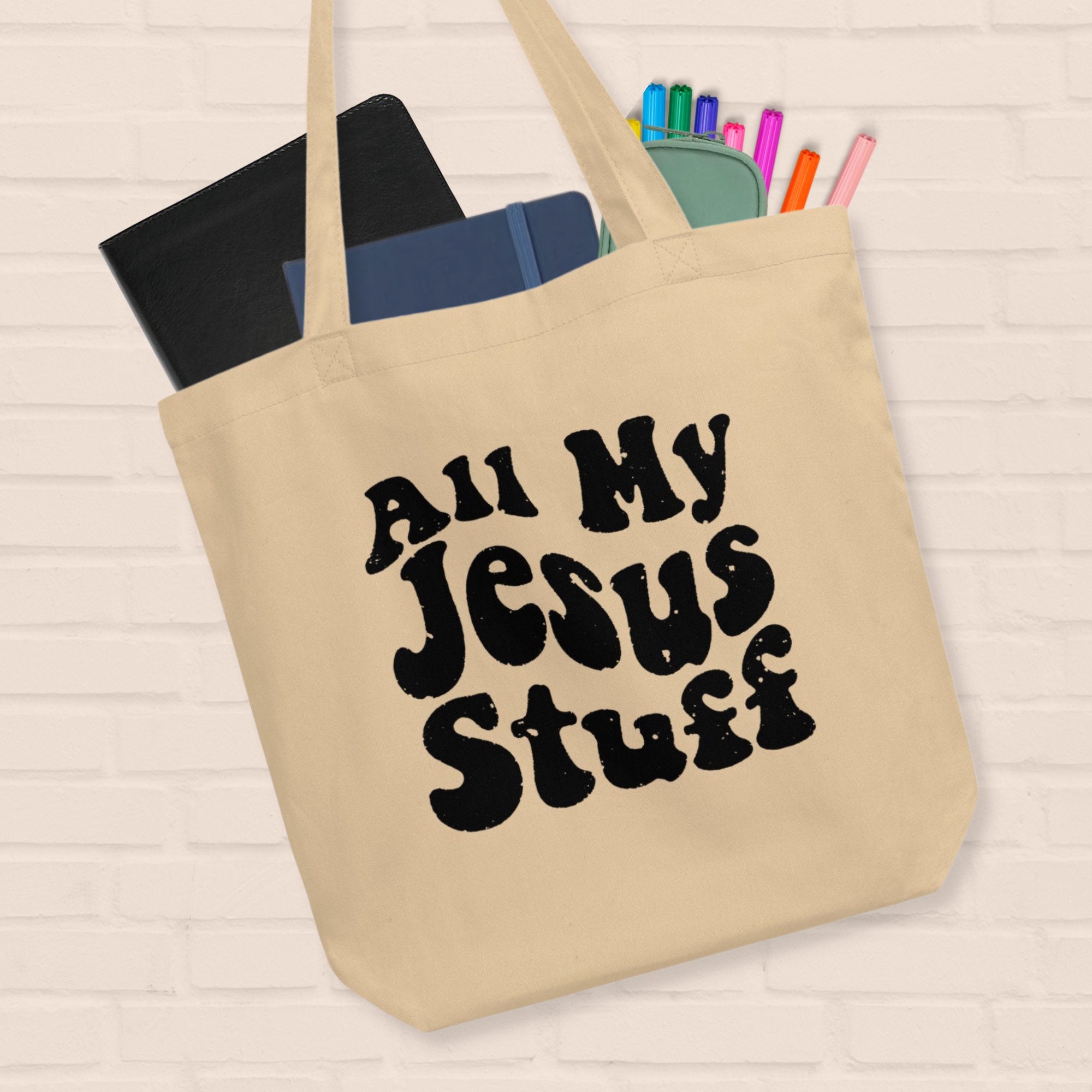 All My Jesus Stuff Tote Bag Religious Tote Canvas Shopping Bags, Gift ...