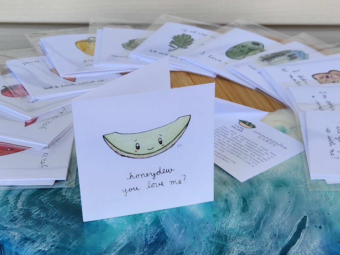 Cute Salad Card - "honeydew You Love Me?" 3x3 Greeting Card - Etsy