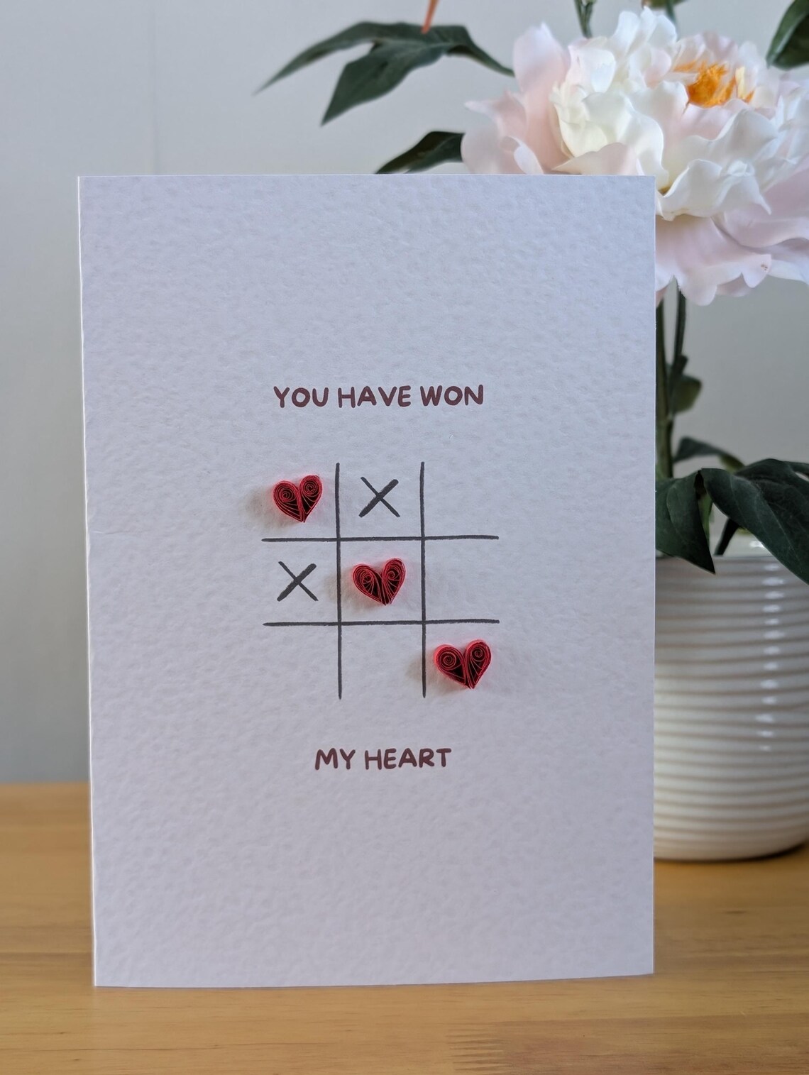 Quilled Heart Tic Tac Toe Love Card - Handmade Anniversary Card - Etsy