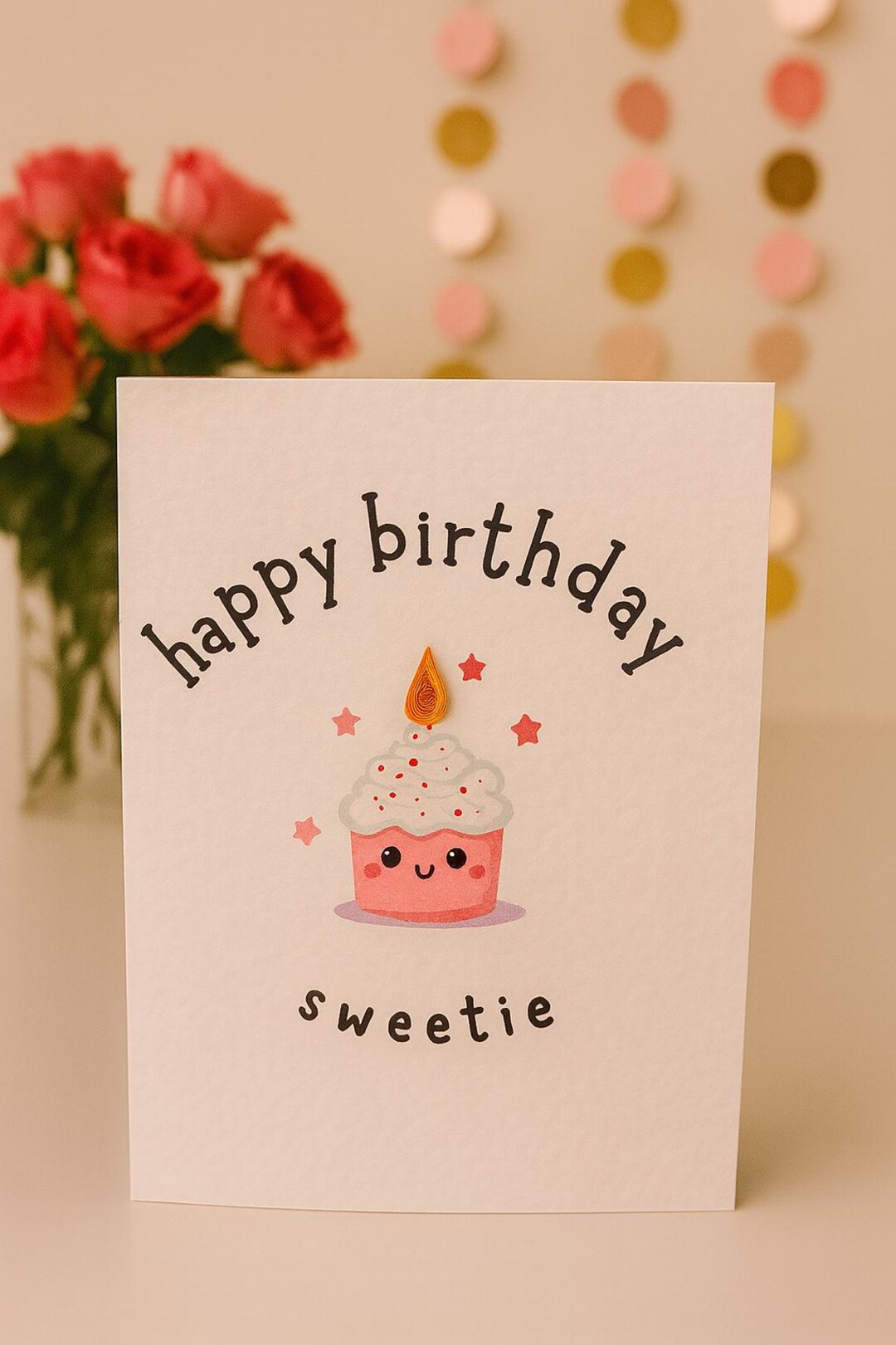 Handmade Birthday Card: Quilled Cupcake Flame - 'happy Birthday Sweetie ...