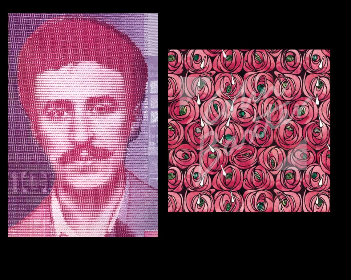Mackintosh Roses and Teardrops Design Greetings Card, Charles Rennie ...