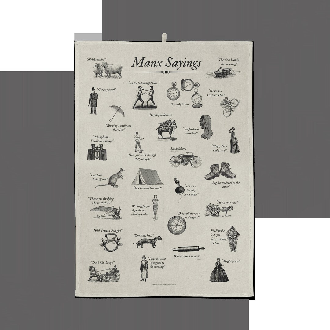 Manx Sayings Tea Towel - Quirky Isle of Man Kitchen Decor - Etsy