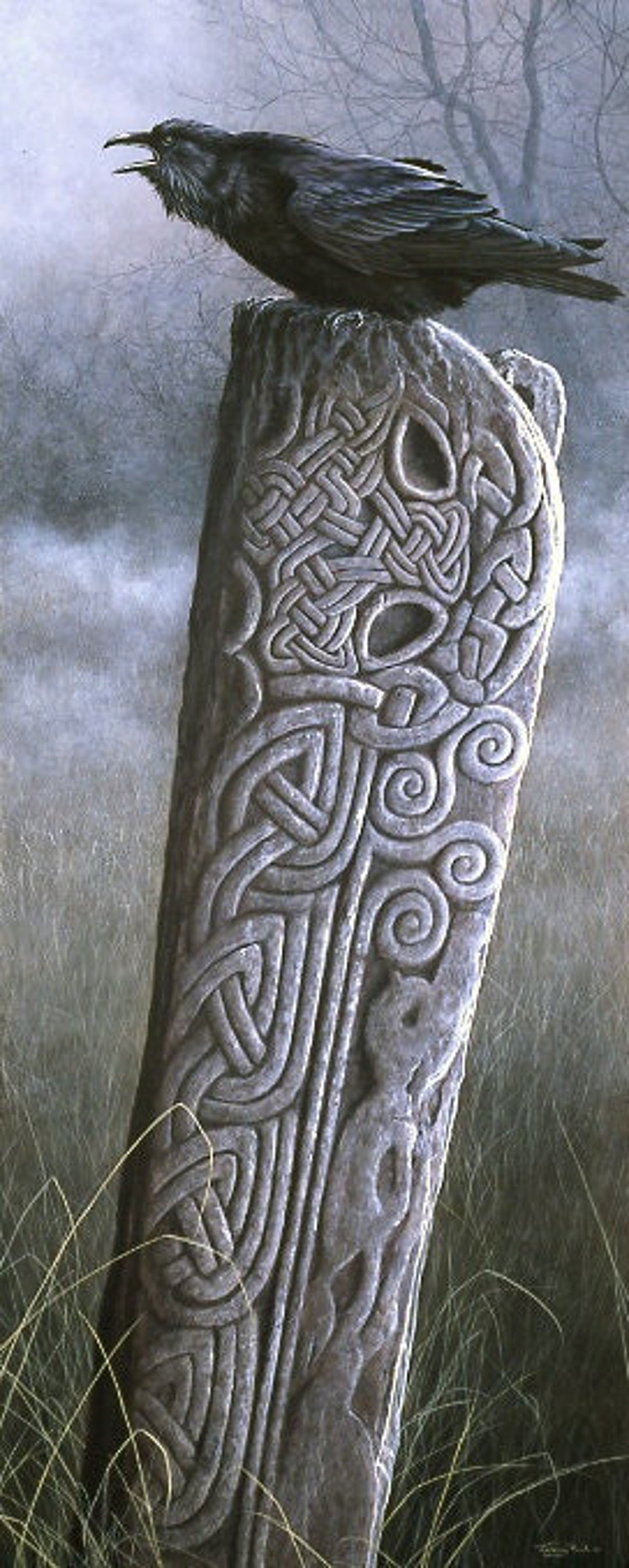 Raven on Maughold Cross Print Celtic Print Raven Artwork and - Etsy