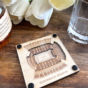 Razorback Stadium Layered Coaster set of 2, 3D Wood Coaster, Sports ...