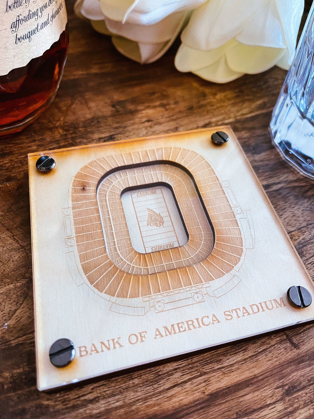 Carolina Panthers Fan Gift set of 2, 3D Wood Coaster, Engraved Coaster ...