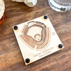 Cincinnati Reds Fan Gift set of 2, 3D Wood Coaster, Engraved Coaster ...