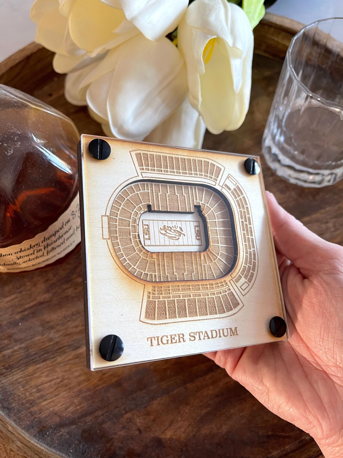 LSU Tigers Fan Gift set of 2 3D Wood Coaster Engraved - Etsy