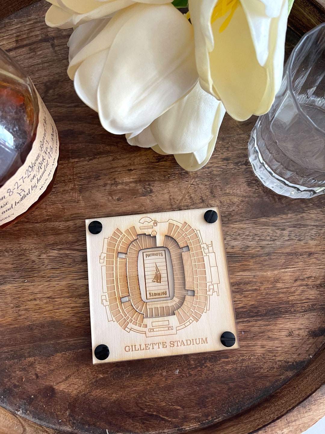 New England Patriots Layered Coaster set of 2, 3D Wood Coaster, Sports ...