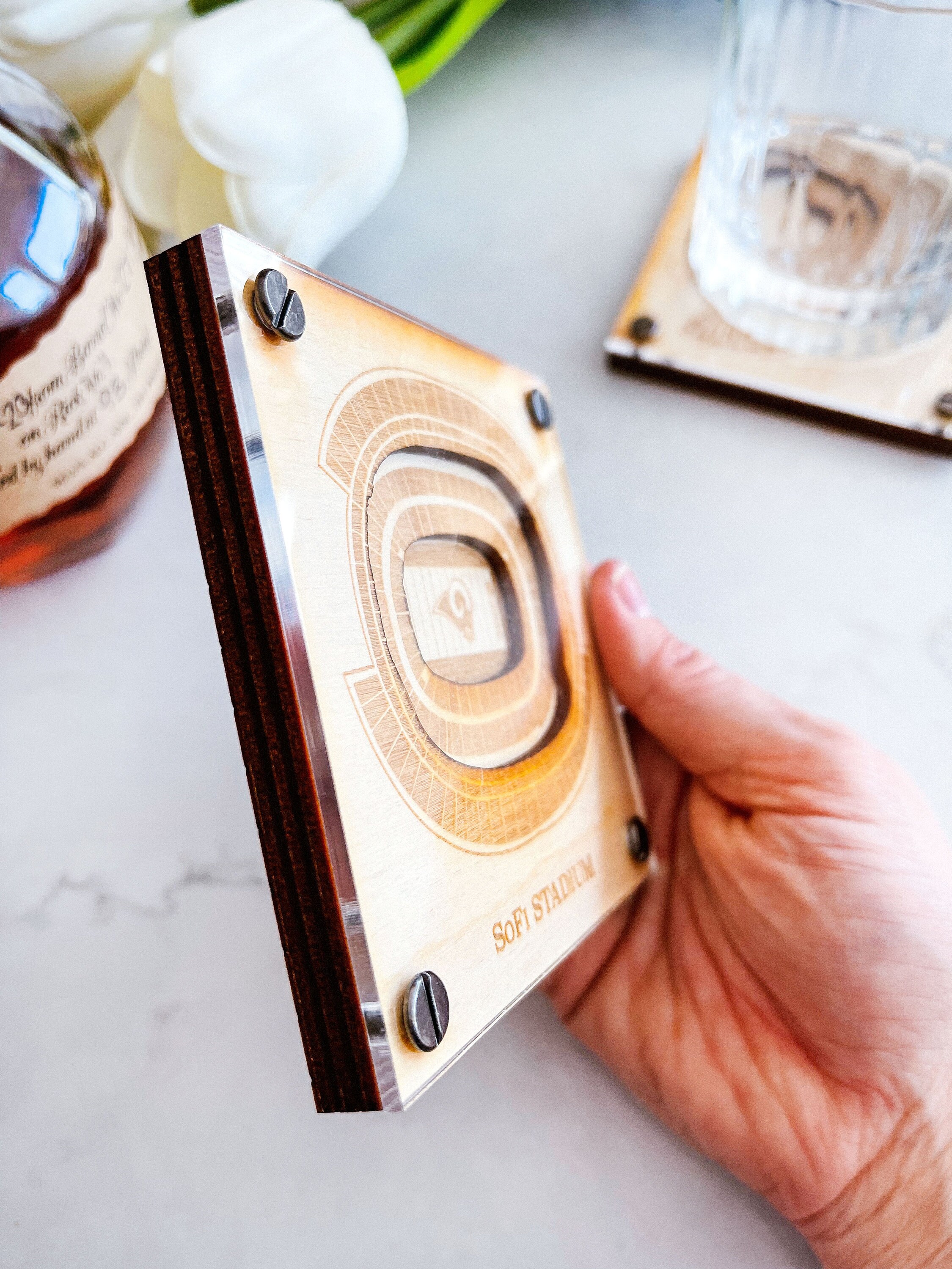 Sofi Stadium Layered Coaster set of 2 3D Wood Coaster - Etsy