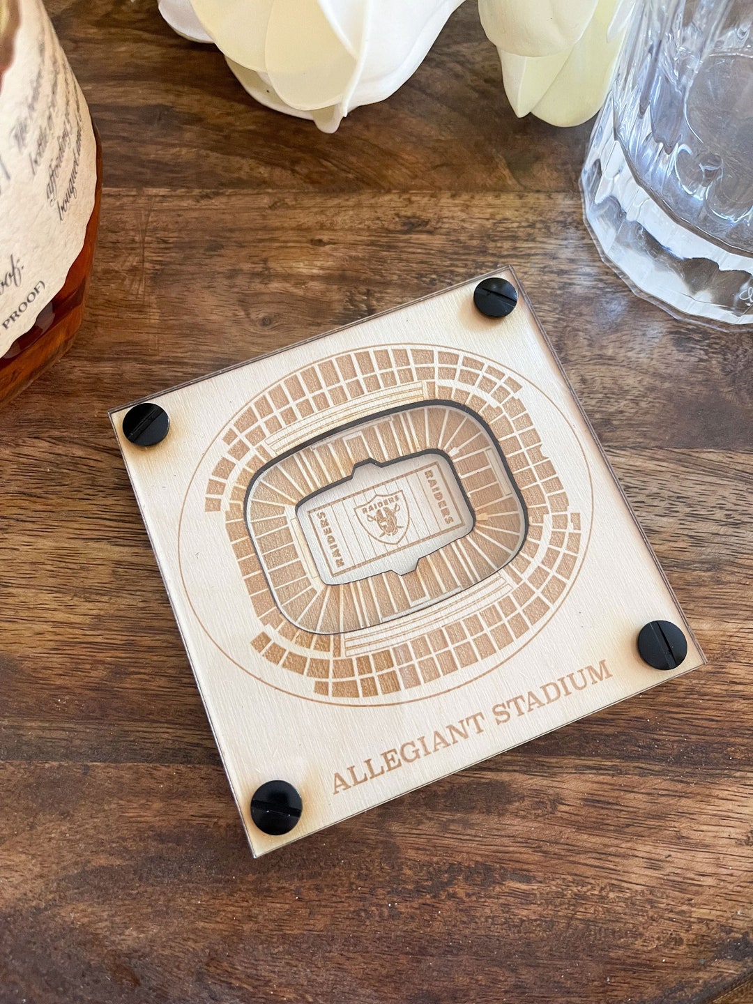Las Vegas Raiders Layered Coaster set of 2, 3D Wood Coaster, Sports ...