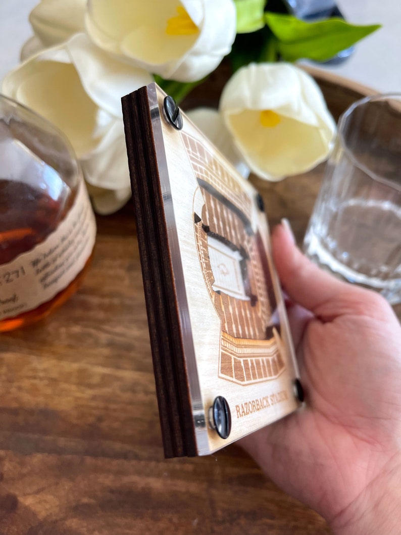 Razorback Stadium Layered Coaster set of 2 3D Wood Coaster - Etsy