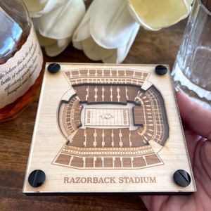 Razorback Stadium Layered Coaster set of 2, 3D Wood Coaster, Sports ...