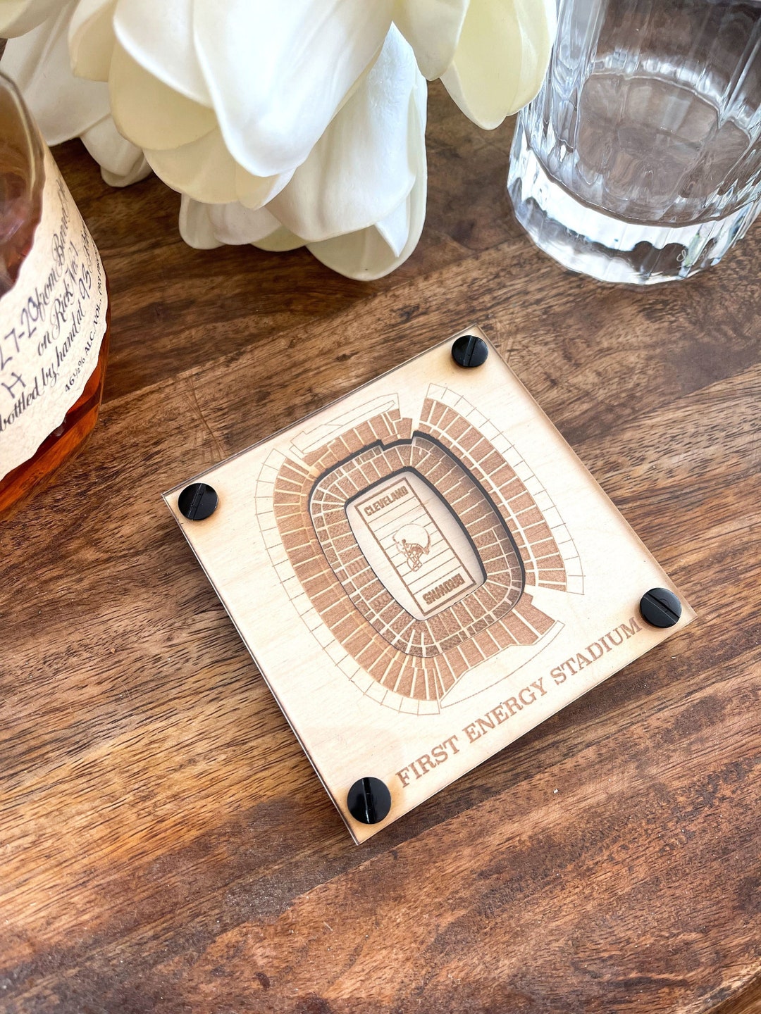 Cleveland Browns Gift, Wood Coaster, Laser Engraved Coaster Set, Custom ...